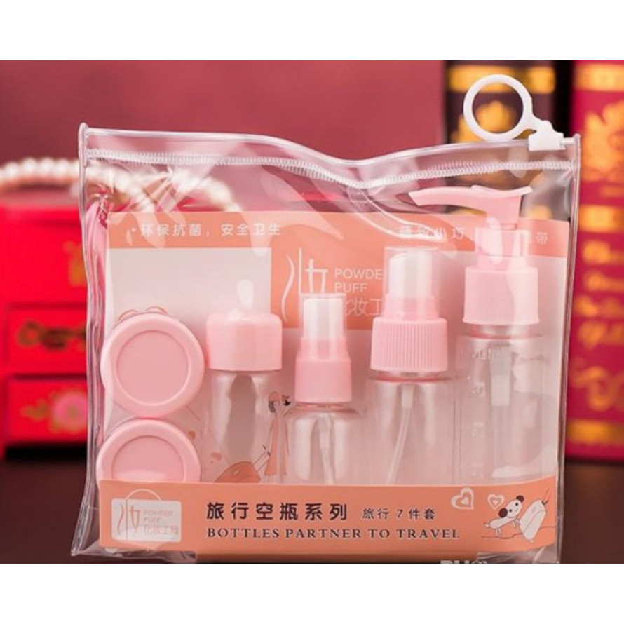 Jual Botol Travel Kit 7 in 1 Spray Pump Jar Parfum Lotion Skincare ...