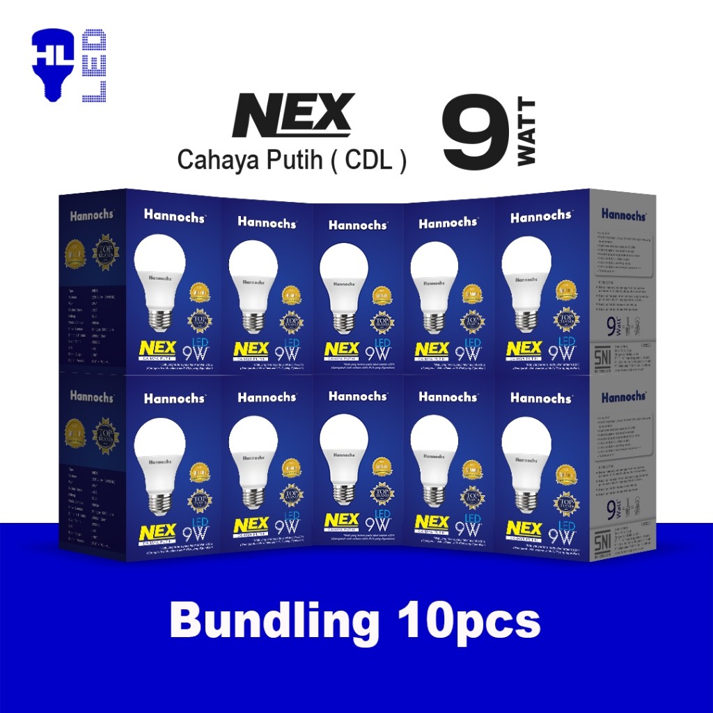 Jual Hannochs Lampu Bohlam LED NEX 9W Cahaya Putih Paket isi 10pcs | Shopee Indonesia