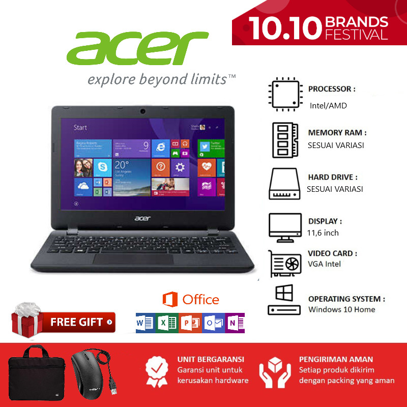 Jual NOTEBOOK ACER ASPIRE 12 INCH RAM 4GB WINDOWS 10 | Shopee Indonesia