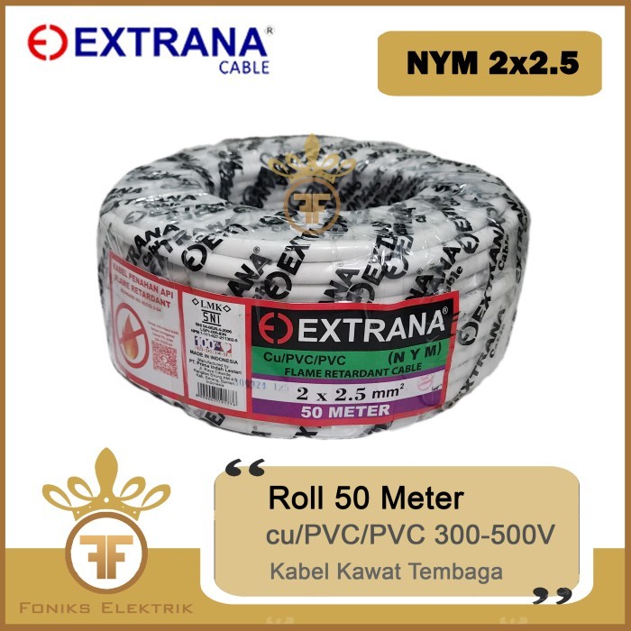 Jual Kabel Listrik SNI EXTRANA NYM 2x2.5 2x2,5 Roll 50M 50 Meter | Shopee Indonesia