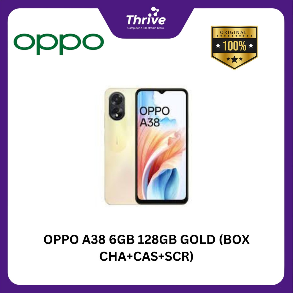 Jual OPPO A38 6GB 128GB GOLD (BOX CHA+CAS+SCR) | Shopee Indonesia