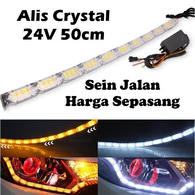 Jual LED ALIS KRISTAL 24V 50cm lampu DRL truk truck bus lis crystal 24 Volt sen sein running ...