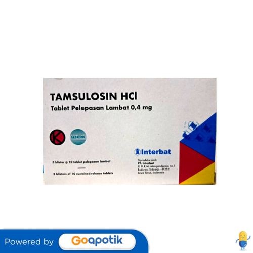 Jual Tamsulosin Hydrochloride Interbat 0.4 Mg Box 30 Tablet | Shopee ...
