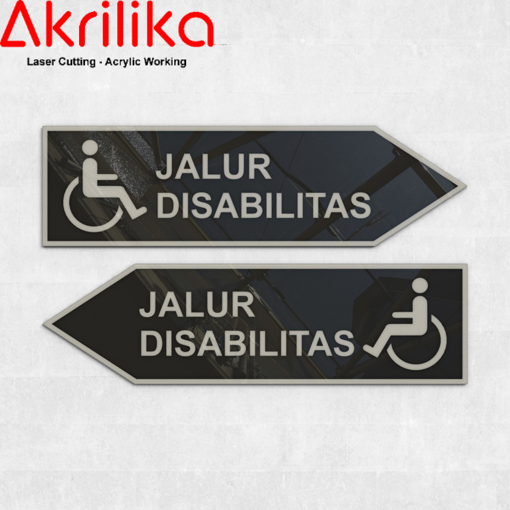Jual AKRILIK SIGN/SIGNAGE PETUNJUK ARAH JALUR DISABILITAS 30X9CM ...