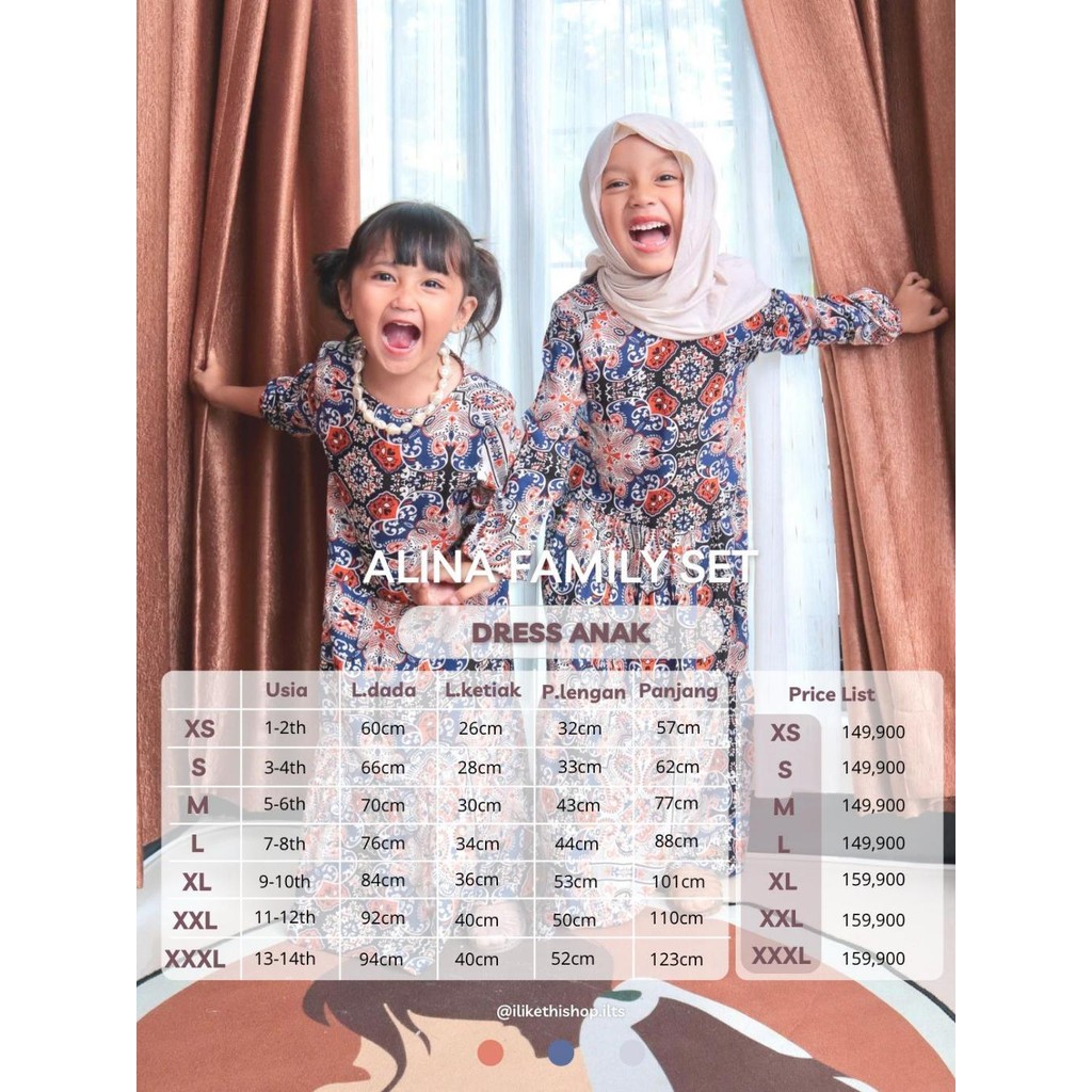 Jual Alina Anak Pattern Series Raya - Family Set Couple Lebaran 2025 ...