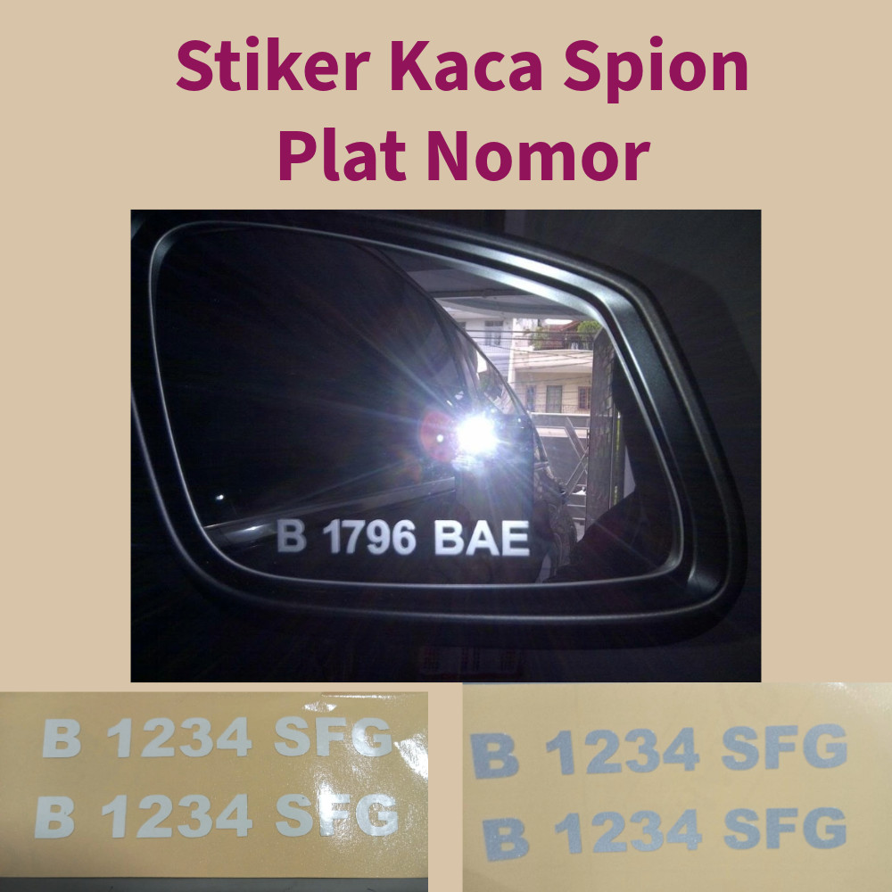 Jual Stiker / Sticker Kaca Spion Mobil Plat Nopol Kendaraan Harga 1 Pcs ...