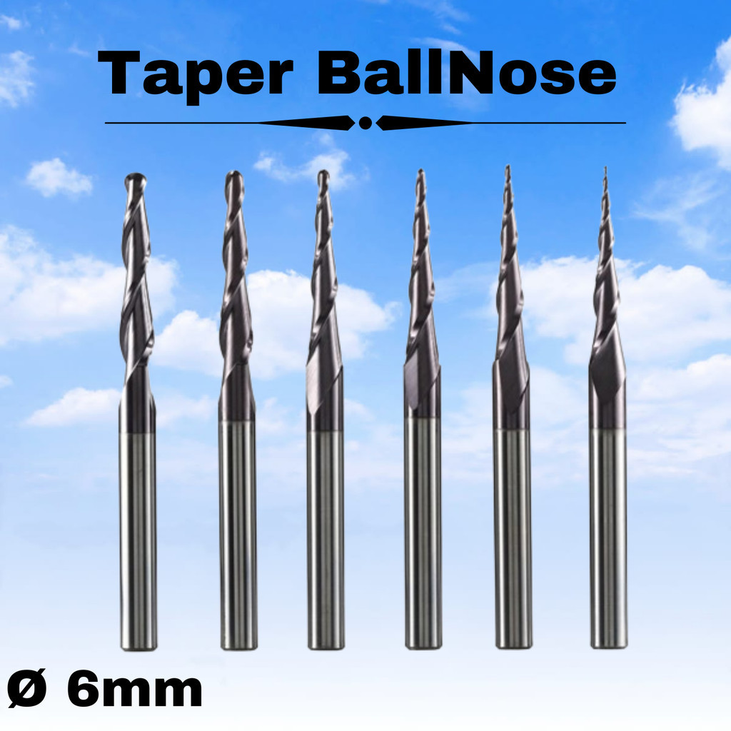 Jual Taper Ballnose 6mm R0.25 R0.5 R0.75 R1 R1.5 R2 ball nose taper 6 mm | Shopee Indonesia
