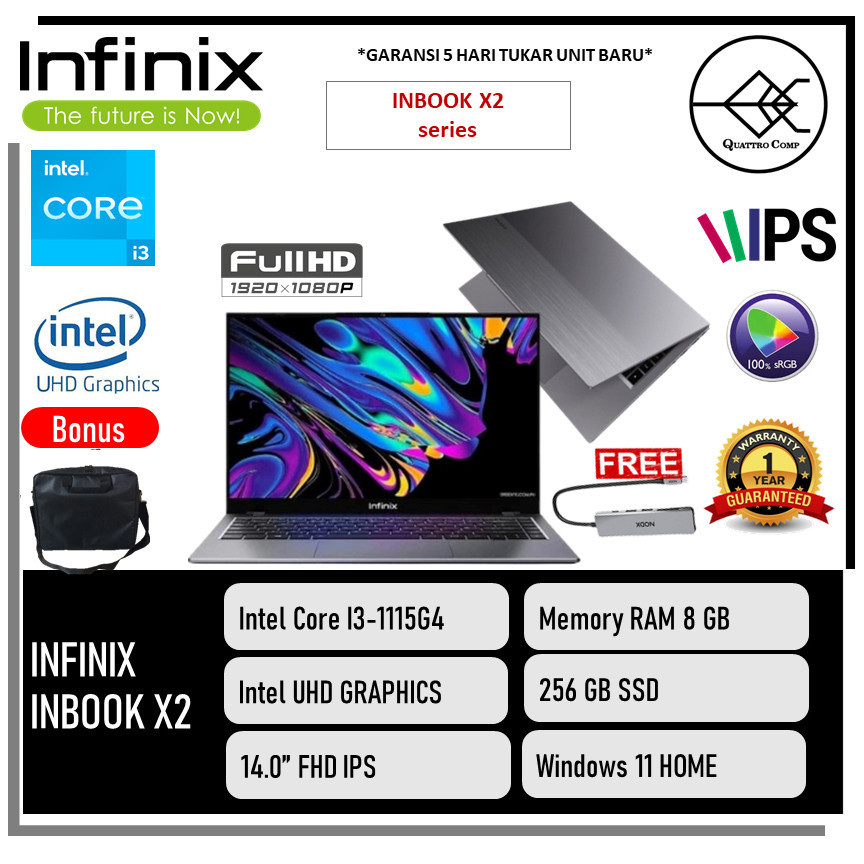Jual INFINIX INBOOK X2 I3 1115G4 8GB 256GB W11 14.0FHD IPS 100SRGB ...