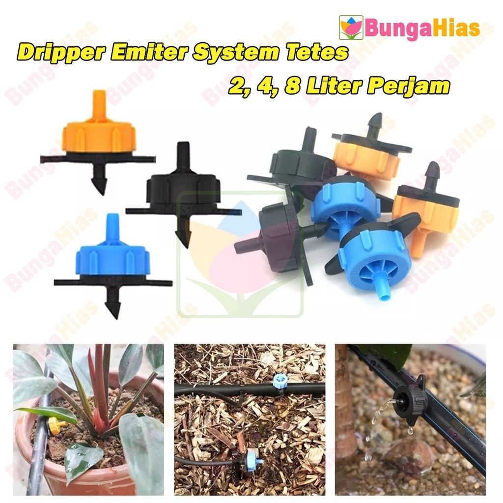 Jual Dripper Emiter 2 4 8 L/H PC Drip System Tetes Selang PE Irigasi ...