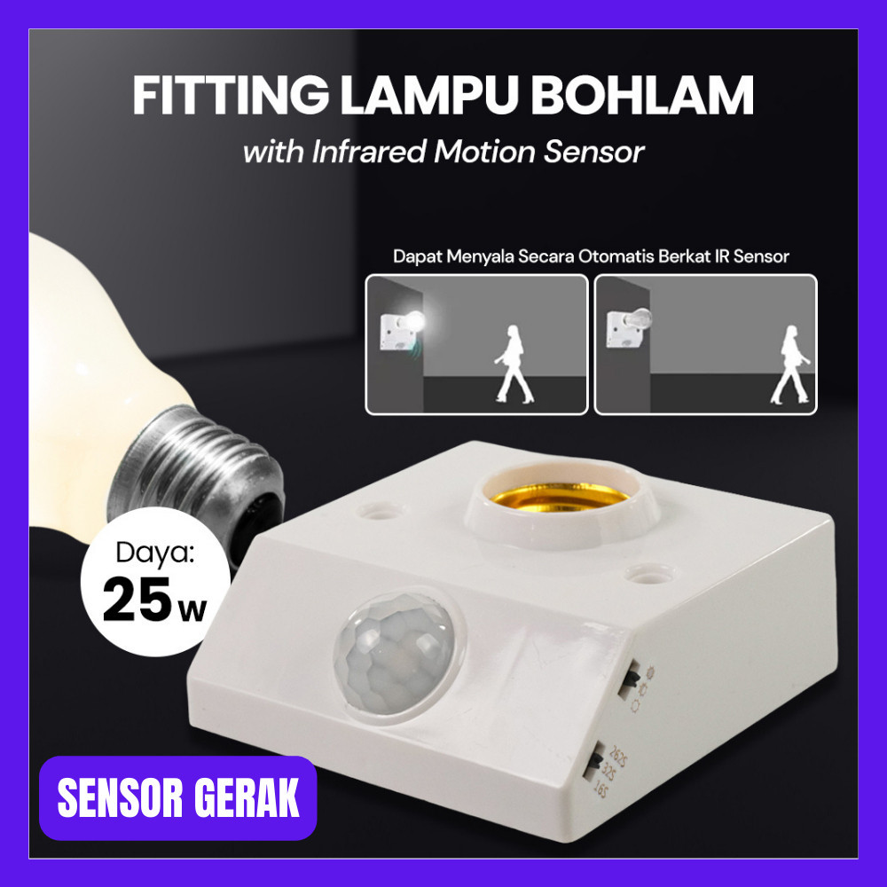 Jual FITTING Lampu Otomatis Fitting Lampu Bohlam with Infrared Motion ...