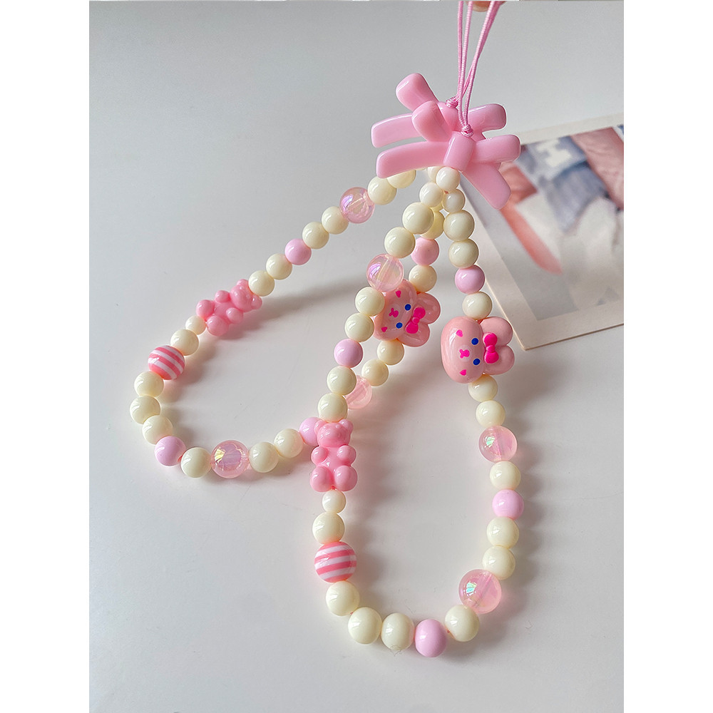 Jual Korean Cute Charm Bear Love Heart Bowknot Phone Chains For Women ...
