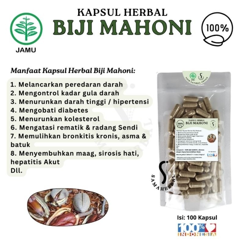Jual ISI 100 KAPSUL HERBAL BIJI MAHONI untuk Diabetes - SAMAHERBAL ...