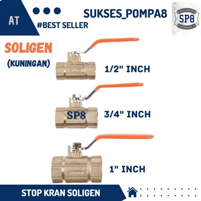Jual Brass Ball Valve Soligen / Stop Kran kuningan Soligen 1/2" / 3/4" / 1" - 1/2" | Shopee ...