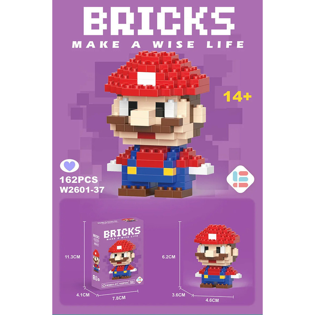 Jual BRICKS Mainan Balok Susun Karakter Mario LEGO Figure 162PCS ...