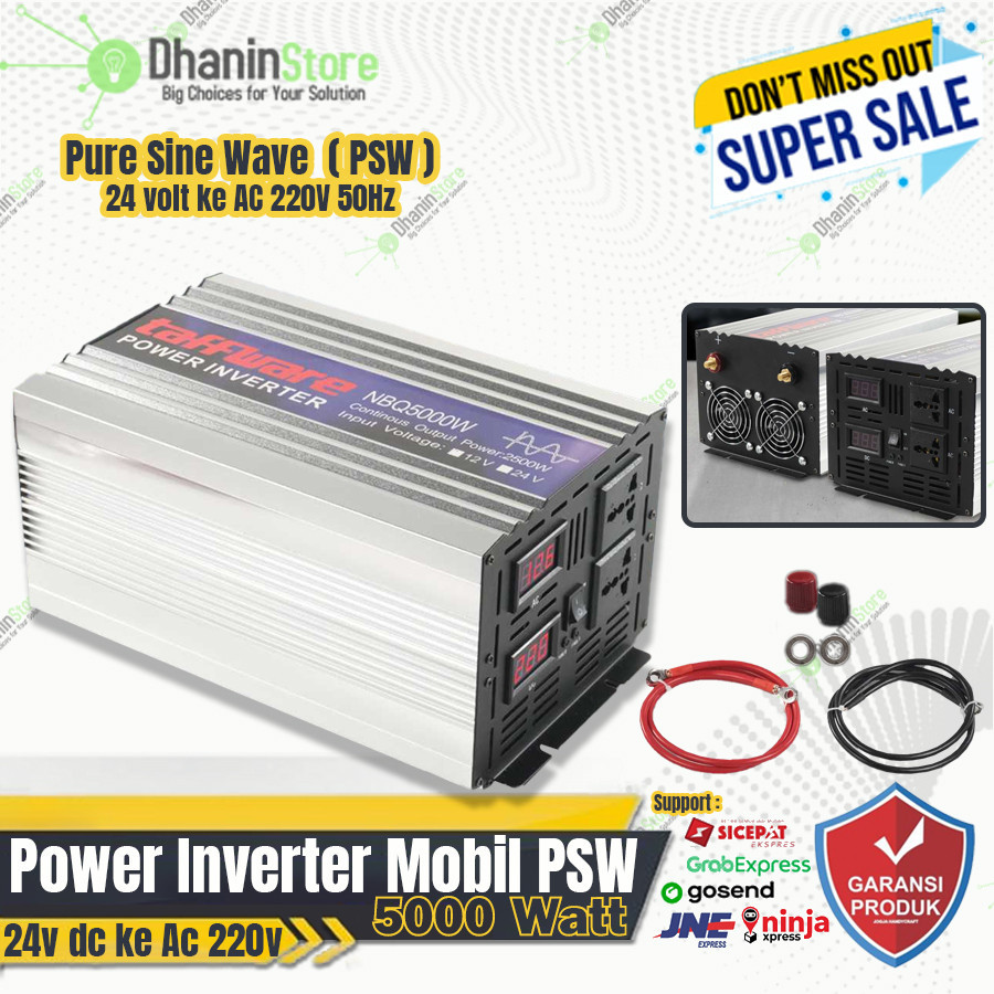 Jual Power Inverter Inventer Mobil Taffware Dc 24 Volt Ke Ac 220v 50Hz 5000 Watt Psw Pure Sine ...