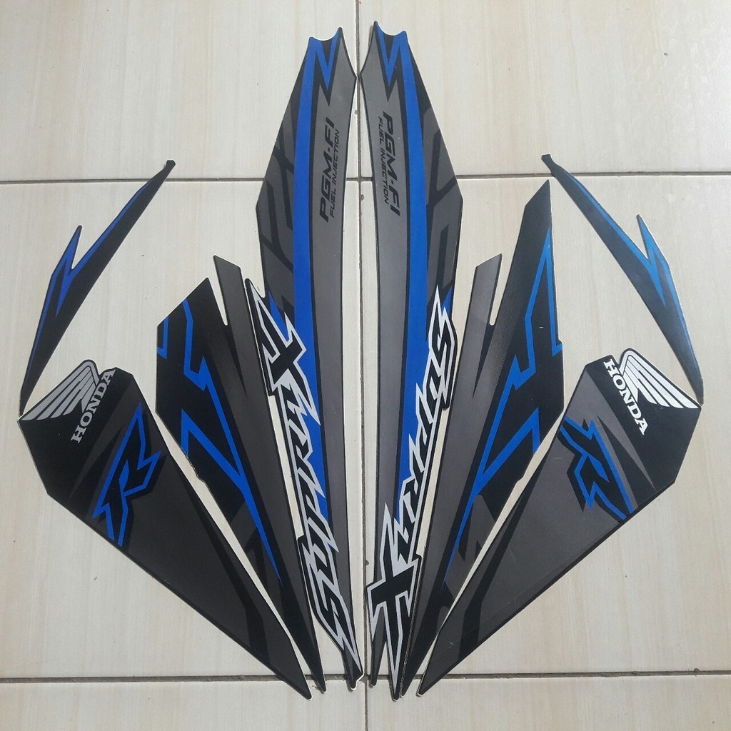 Jual sticker striping motor supra x 125 fi 2018 biru | Shopee Indonesia