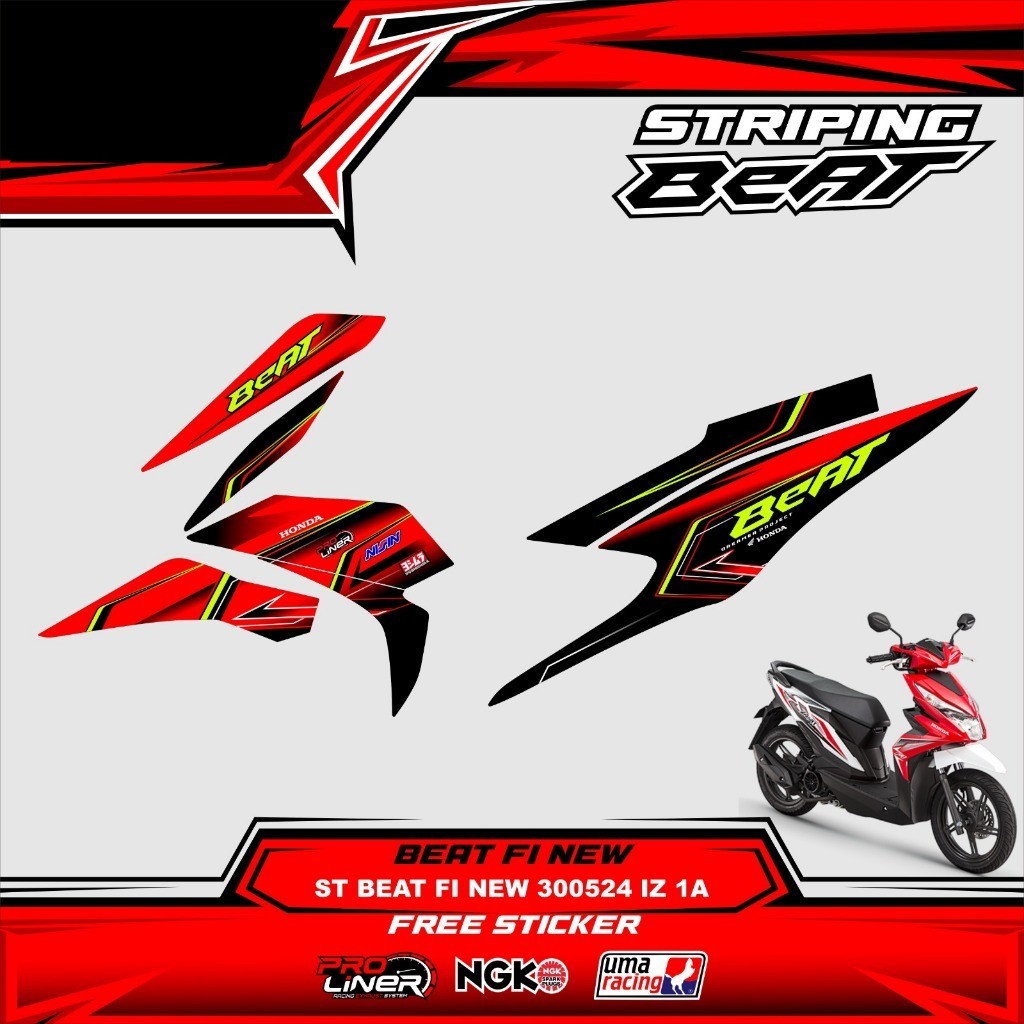 Jual Stiker Sticker Striping HONDA BEAT F1 NEW Merah 300524 IZ 01 ...