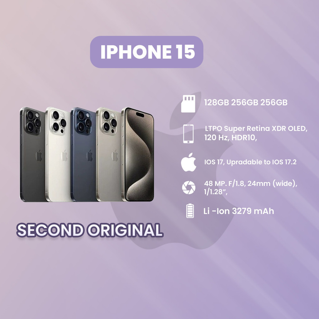 Jual iPhone 15 Second Original Ram 128GB iPhone 15 Bekas Fullset Mulus ...