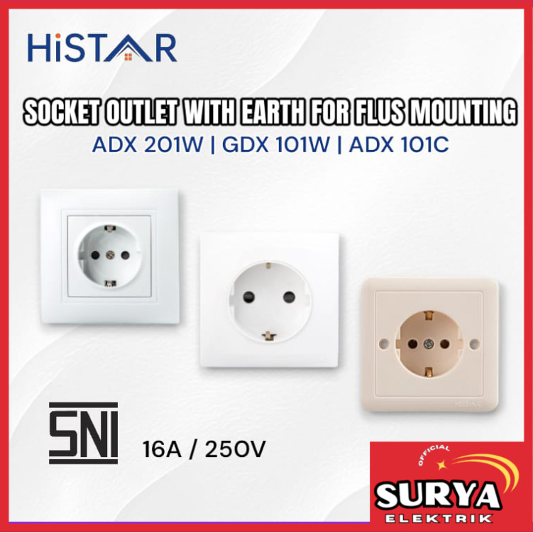 Jual Stop Kontak Arde HISTAR Colokan Socket Outlet Listrik IB inBow Tanam Dinding 16A | Shopee ...