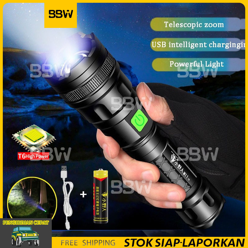 Jual Anbolt Senter Swat COB ZOOM Rechargeable SUPER TERANG LED Outdoor USB Rechargeable IPX4 ...