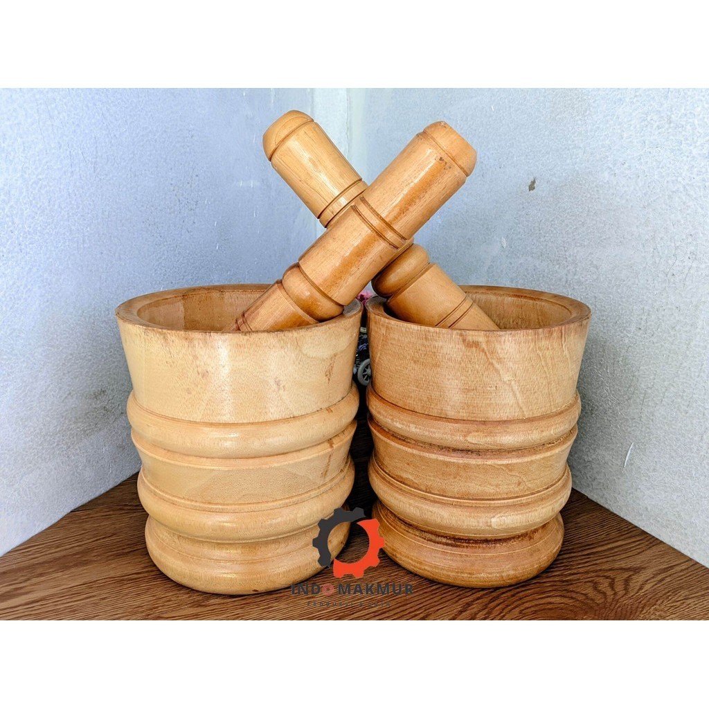 Jual Lumpang Kayu Mahoni 1 Set + Alu Tumbukan, Lumpang Kayu Serbaguna ...