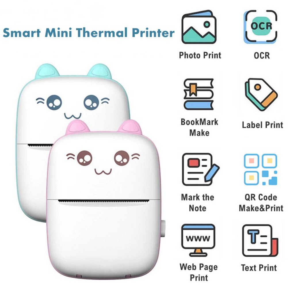 Jual Mini Cute Thermal Printer Bluetooth Printer Label Portabel Printer ...
