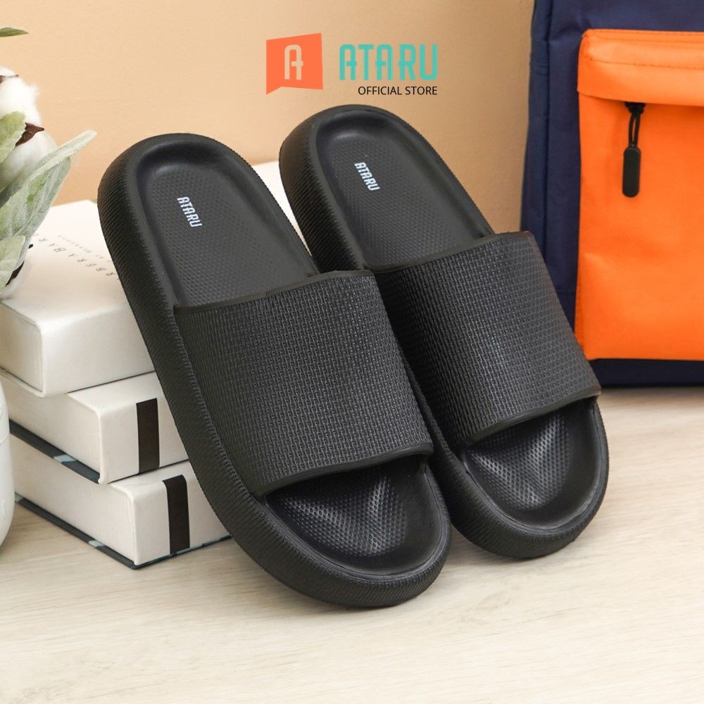 Jual Ataru Ukuran 44/45 Sandal Karet Thick Slides - Hitam Sendal Unisex ...