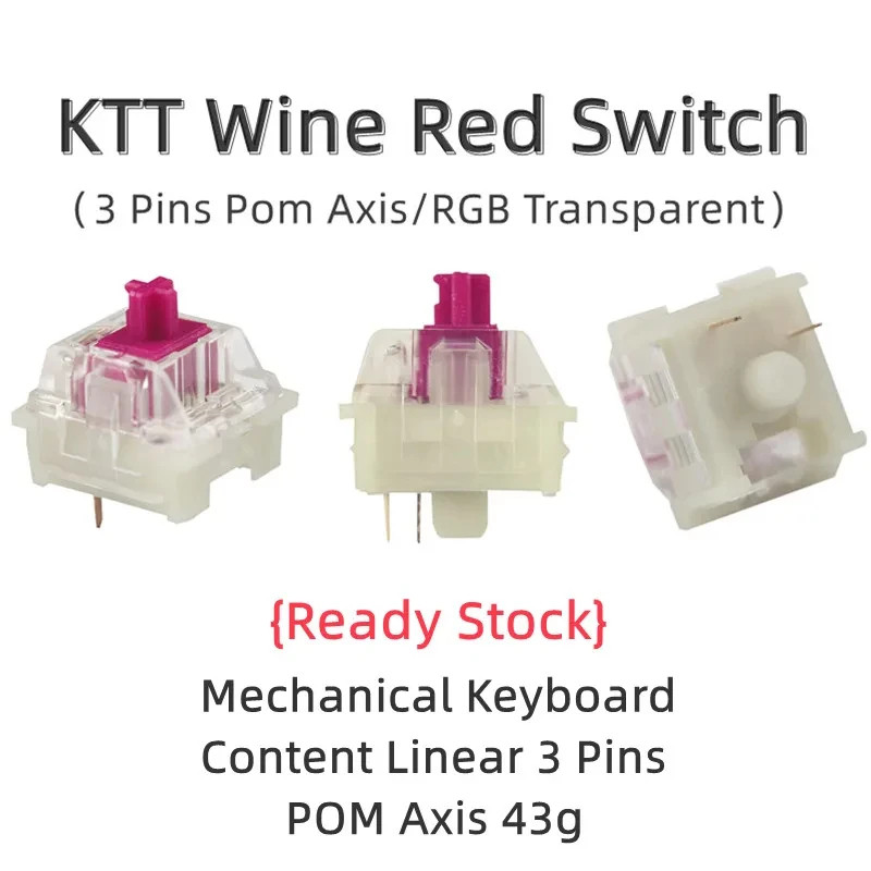 Jual KTT Wine Red V2 45g Linear Switch 3 Pins POM Hot Plug Mechanical ...