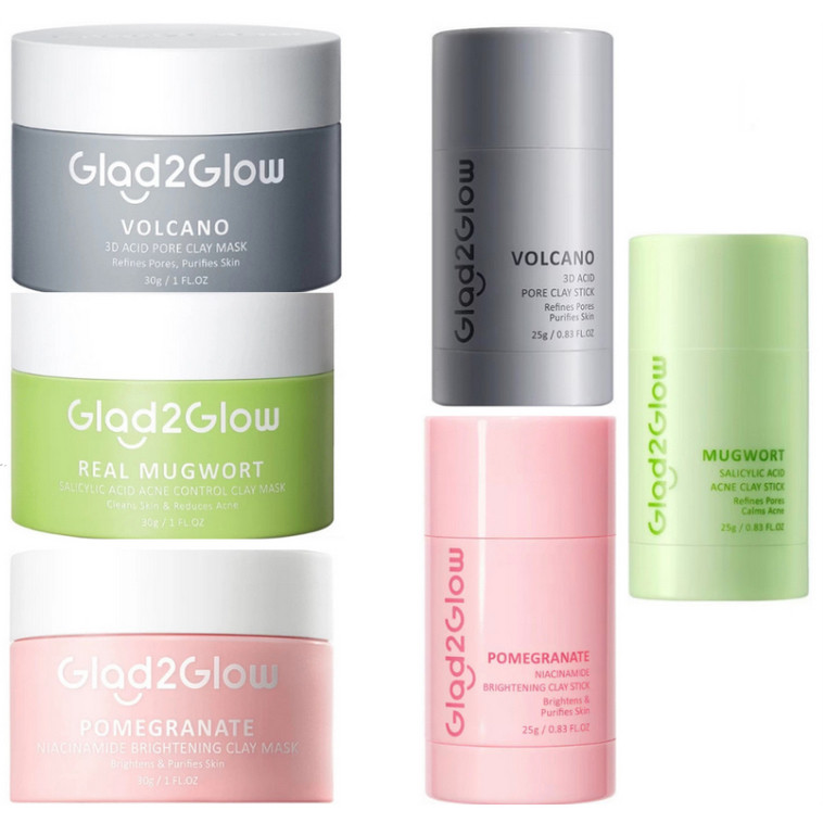 Jual ALL VARIANT Glad2Glow Pomegrante Volcano Mugwort Clay Mask Masker ...