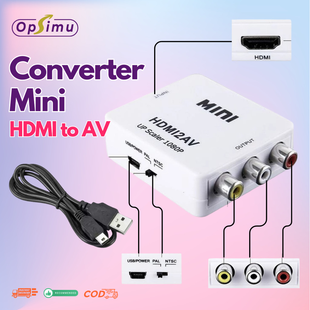 Jual [MAKASSAR] HIRANESIA HDMI to AV RCA Converter Adapter MINI HDMI2AV ...