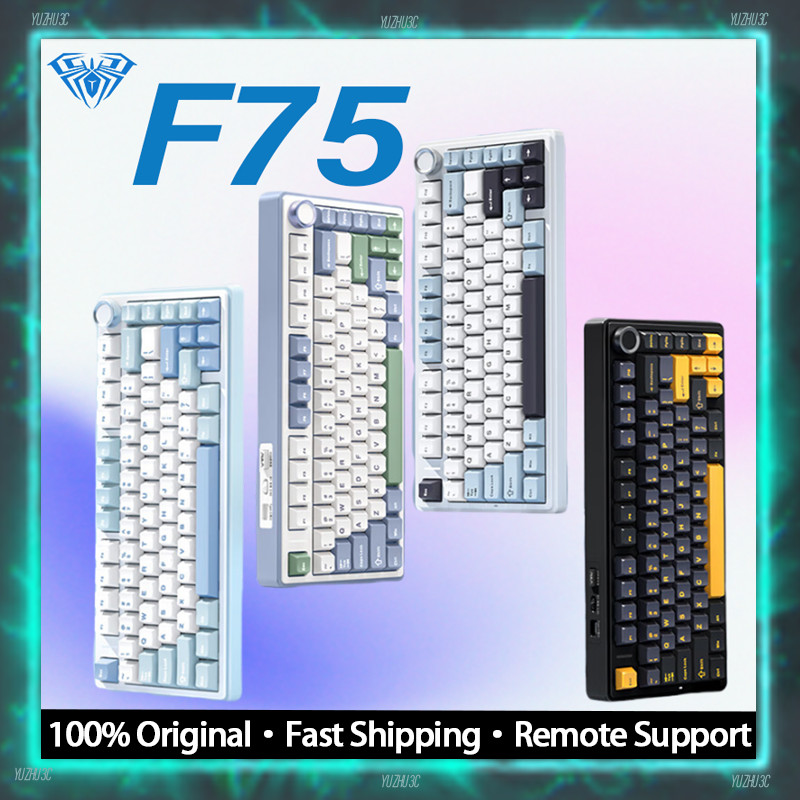 Jual AULA F75 Mechanical Keyboard Customized Hot Swappable 2.4g BT Wireless Dynamic RGB DIY ...
