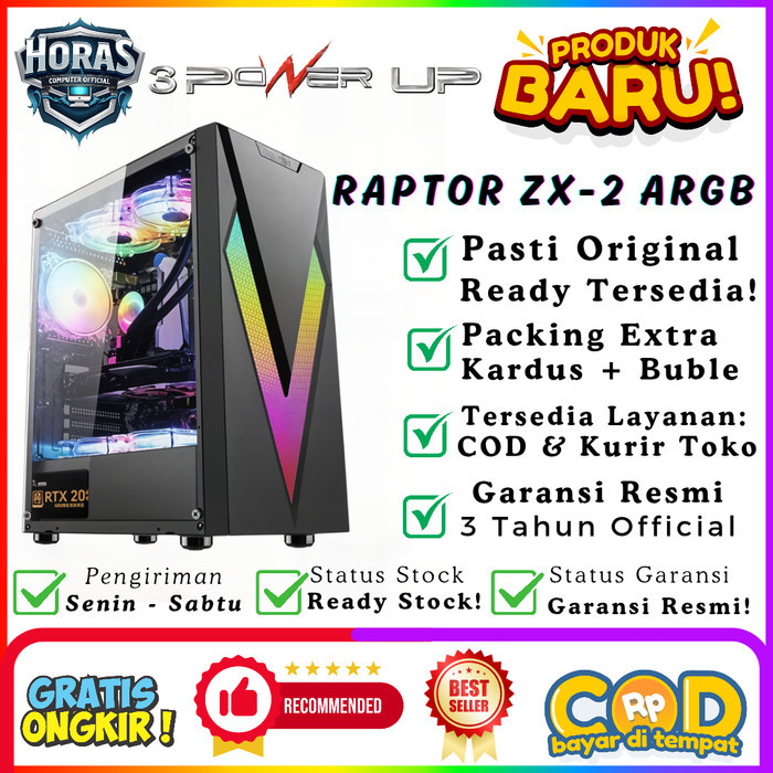 Jual 3 Power UP RAPTOR ZX-2 ARGB Micro ATX + 2 FAN ARGB | Shopee Indonesia