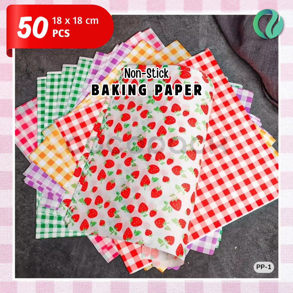 Jual 50 PCS Non-Stick Baking Paper Wax Paper Kertas Roti Motif 18x18cm ...