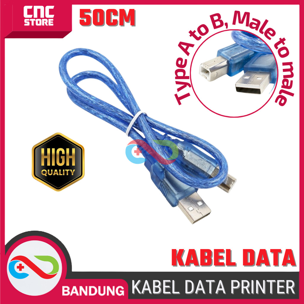 Jual USB 2.0 CABLE KABEL DATA PRINTER TYPE A TO B MALE TO MALE 50CM FOR ...