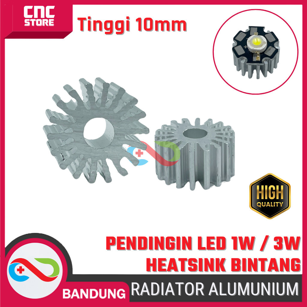Jual RADIATOR ALUMINIUM TINGGI 10MM PENDINGIN LED 1W / 3W TAMBAHAN ...