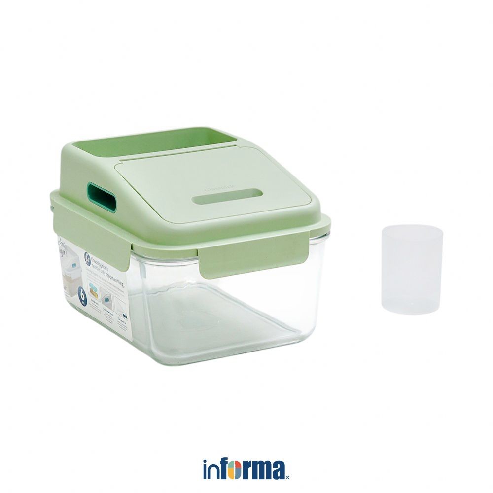 Jual Informa Glasslock Tempat Beras Kaca 6 Liter Transparan - Hijau ...