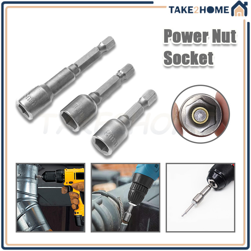 Jual Mata Bor Roofing Magnet Hex Adaptor Bit/Power Nut Socket/adaptor ...