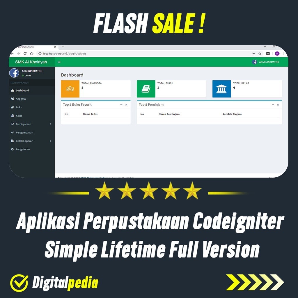 Jual Aplikasi Perpustakaan Codeigniter Simple Lifetime Full Version Terbaru Premium PRO Plus ...