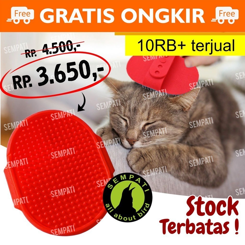 Jual Sisir Kucing Rubber Pet Brush Sikat Mandi Bulu Kucing Anjing Bahan ...