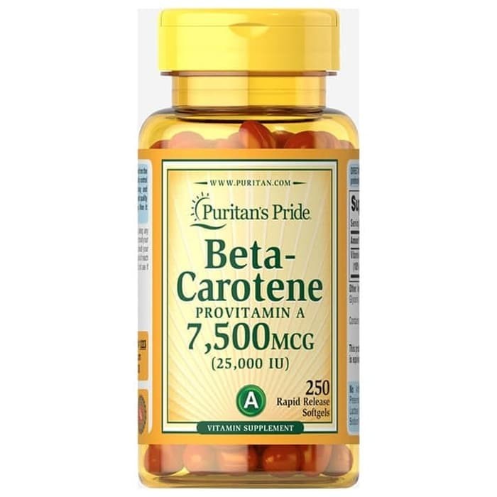 Jual Puritans Pride Beta Carotene Pro Vitamin A 25,000 IU 250 Softgels ...
