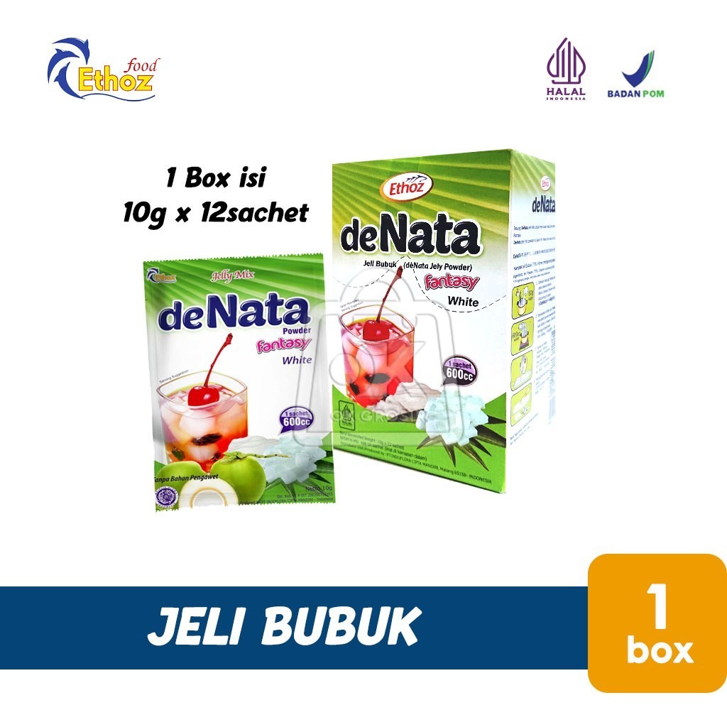 Jual Nata De Coco Bubuk DENATA Jeli Nata Jelly Powder (1 BOX isi 12pcs ...