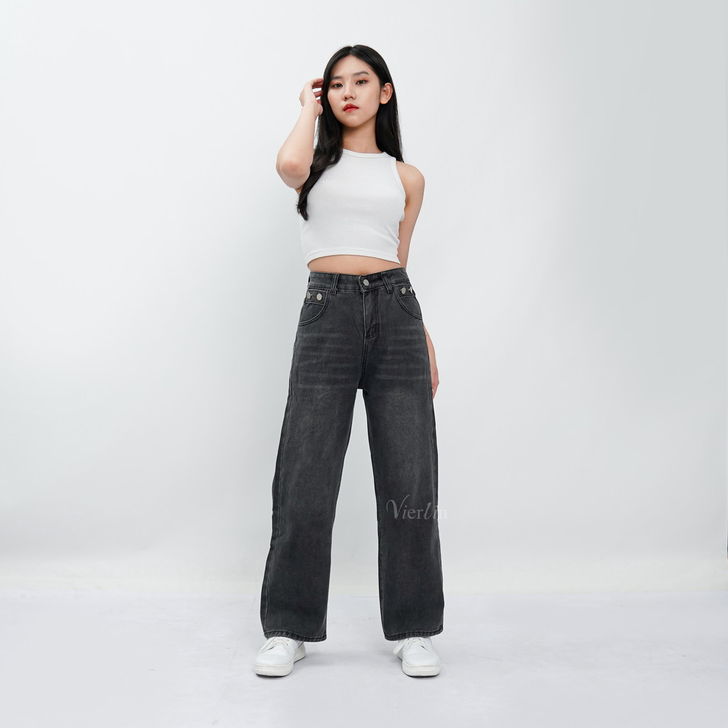 Jual VIERLIN - Jeans 2918 - HIGH WAIST LOOSE JEANS BAGGY | Shopee Indonesia