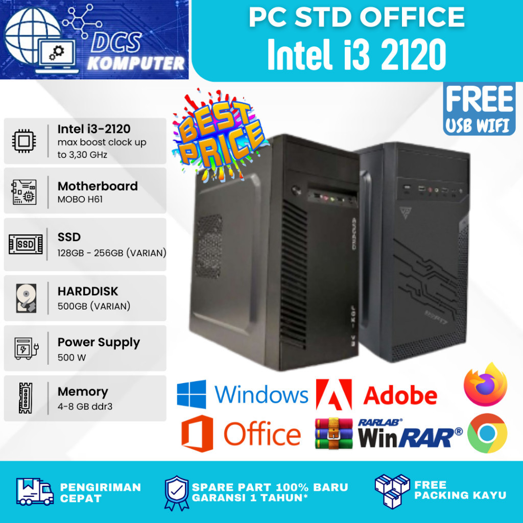 Jual PC RAKITAN INTEL CORE i3 2120 RAM 8GB SSD CPU KOMPUTER RAKITAN ...