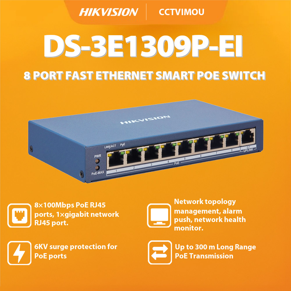 Jual HIKVISION DS-3E1309P-EI 8 PORT FAST ETHERNET SMART POE SWITCH RESMI | Shopee Indonesia