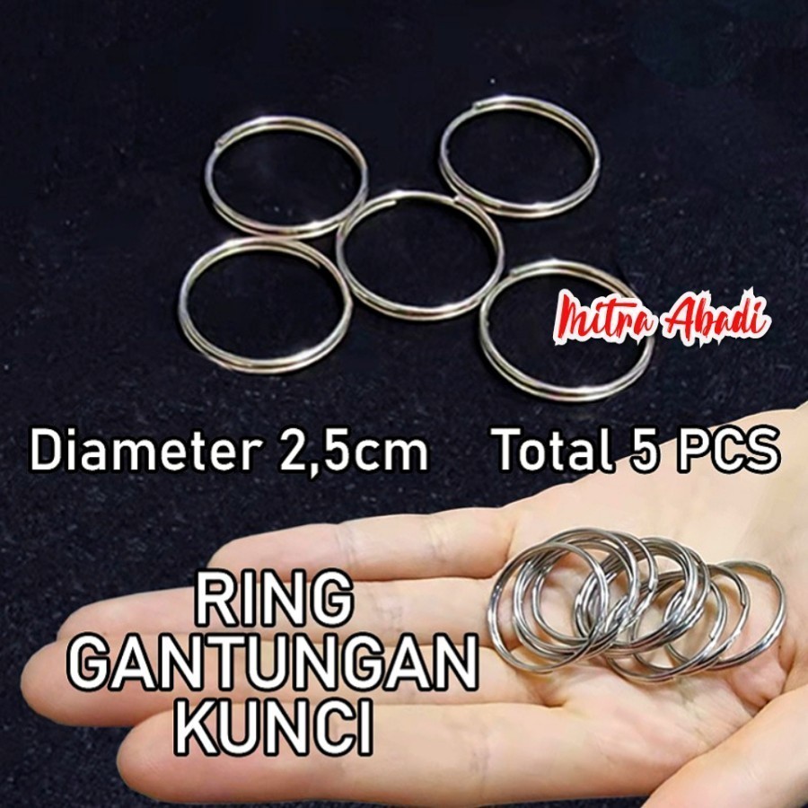 Jual Ring Gantungan Kunci Bulat Diameter 25 mm / 2.5 cm ( 1 SET ISI 5 ...