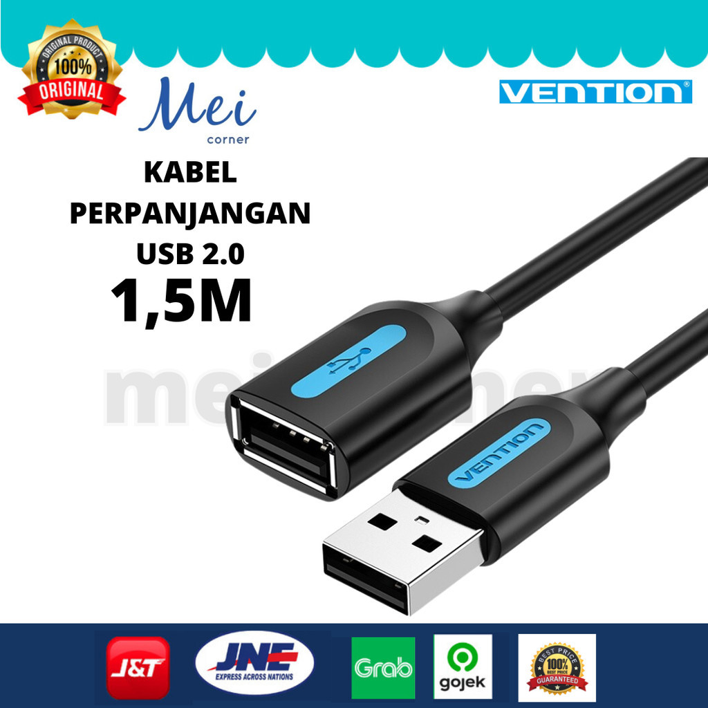 Jual KABEL PERPANJANGAN VENTION 1,5M USB2.0 M/F (MC) | Shopee Indonesia