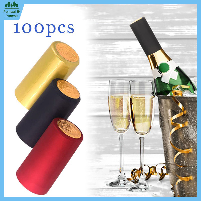 Jual 100pcs/Set Plastik Wrap Segel Botol Wine Segel Plastik Tutup Botol ...