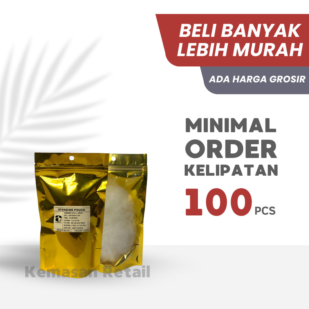 Jual Standing Pouch Kombinasi Gold Doff 12x20 cm (250g) - Packaging ...