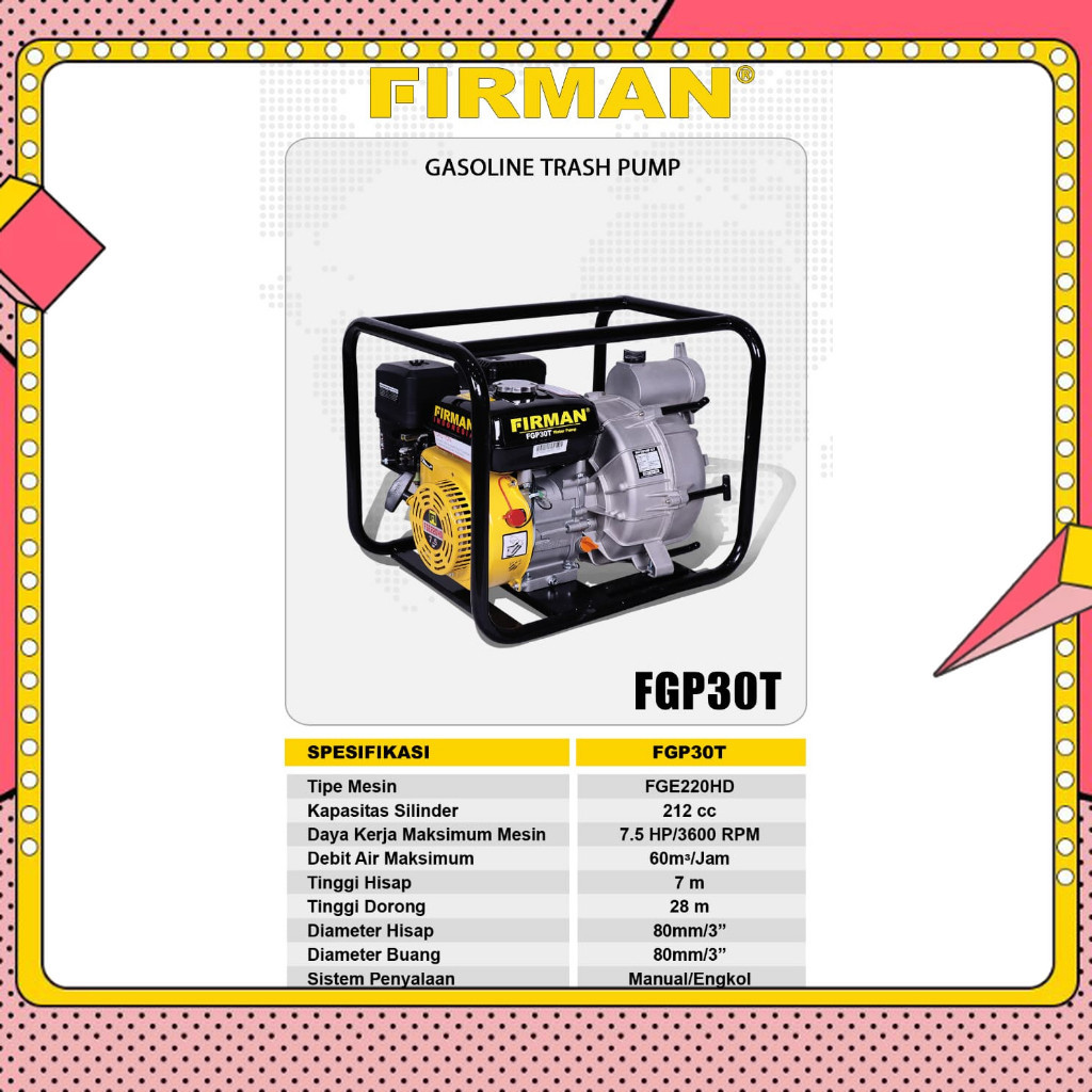 Jual Pompa Air Lumpur Waterpump 3" FGP30T FIRMAN 4 Tak / Water Pump 3 ...