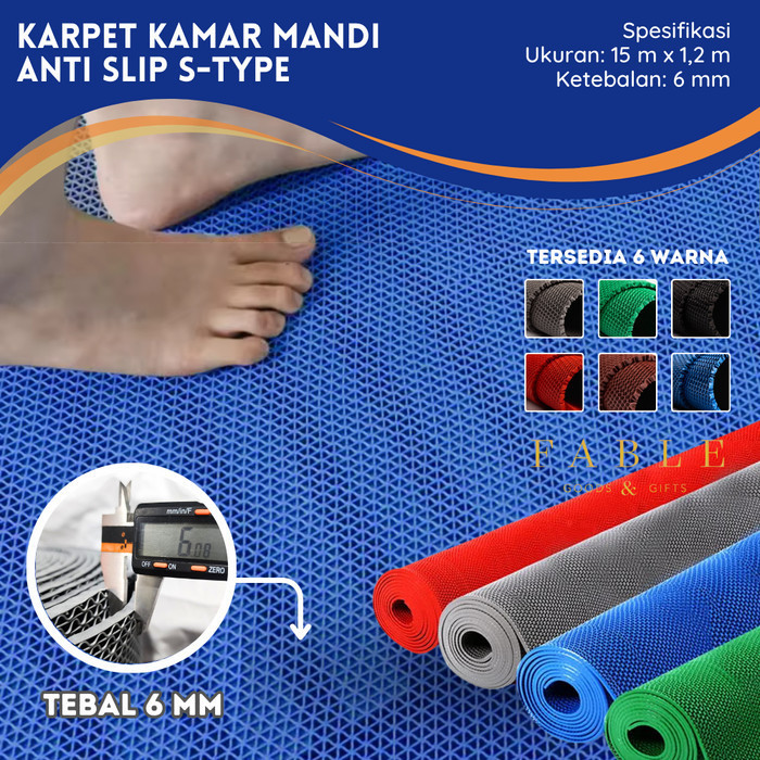 Jual Karpet Karet Keset Anti Slip Kamar Mandi PVC S-type Rol (15 meter ...